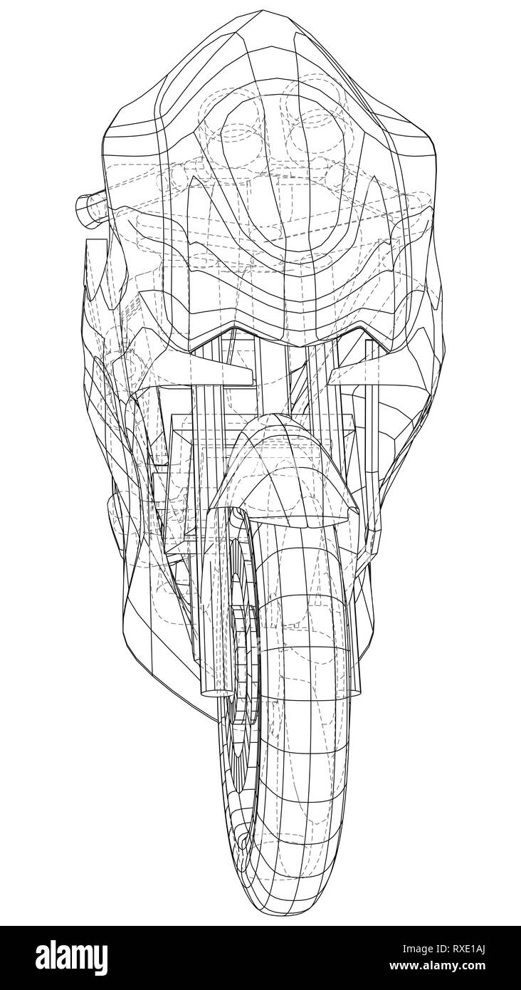 Sport motorcycle technical wire-frame. EPS10 format. Vector created of ...