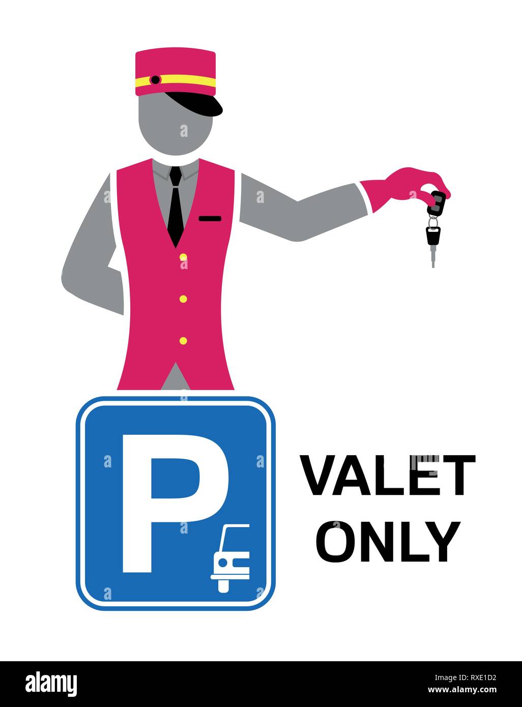Valet silhouette symbol and Parking sign. All the objects are in ...