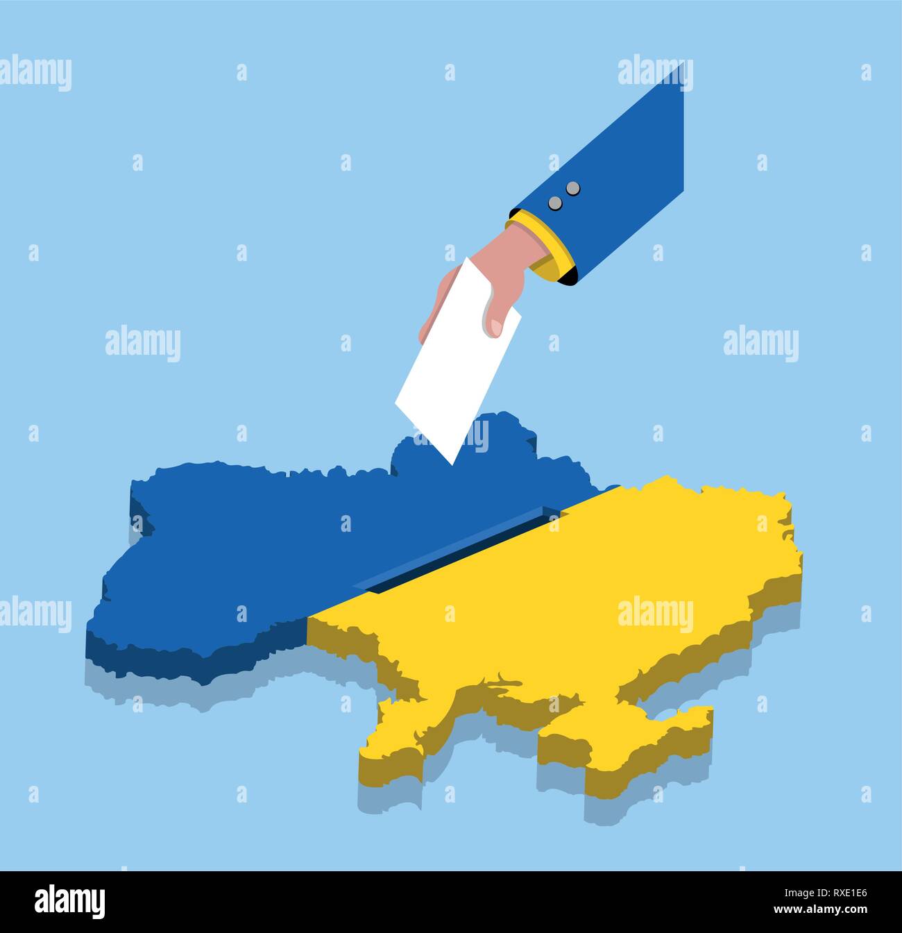 Vote for Ukrainian election over a Ukraine map. All the objects ...