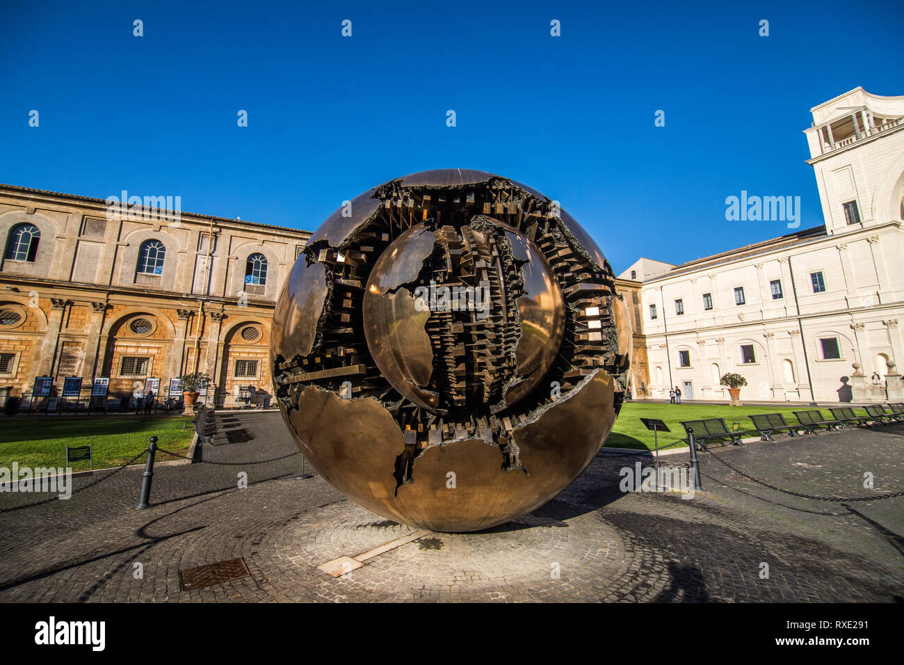 VATICAN, ITALY - November, 2018: Sphere and a bronze sculpture in the ...