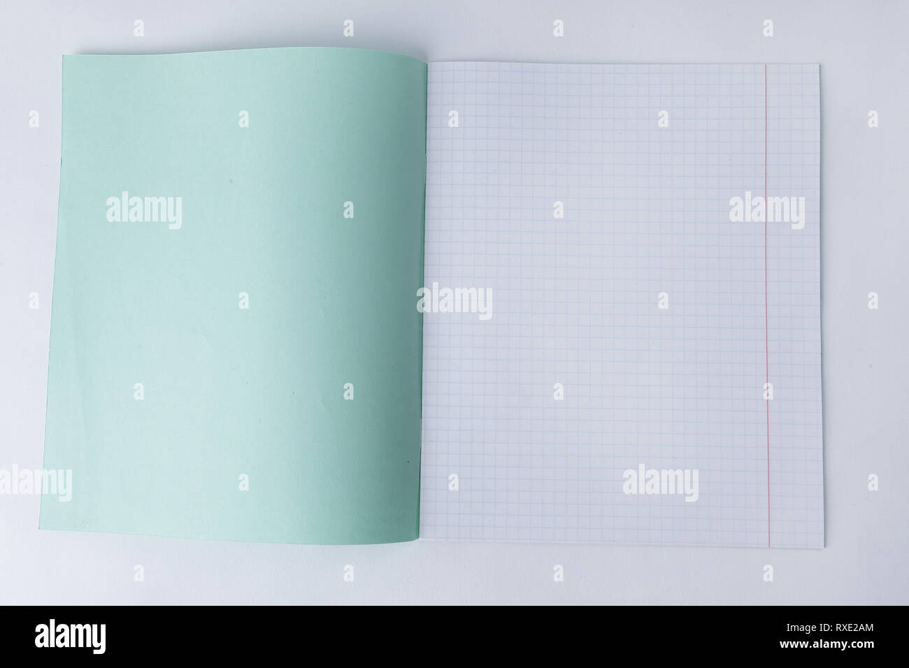 close up.open school notebook in a cage.photo with copy space Stock ...