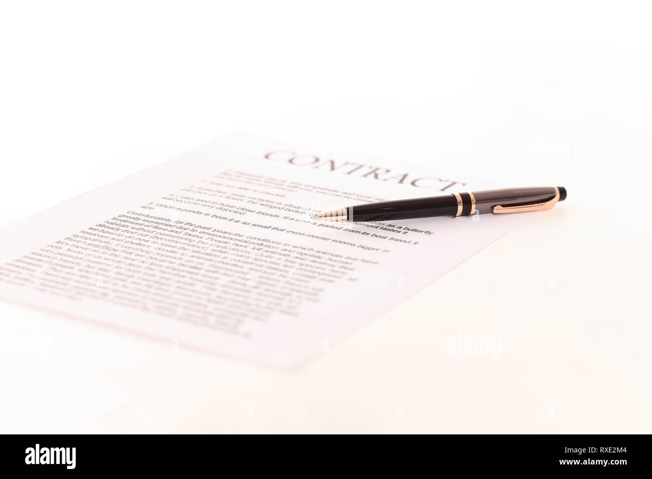 close up.contract and pen on the Desk Stock Photo - Alamy