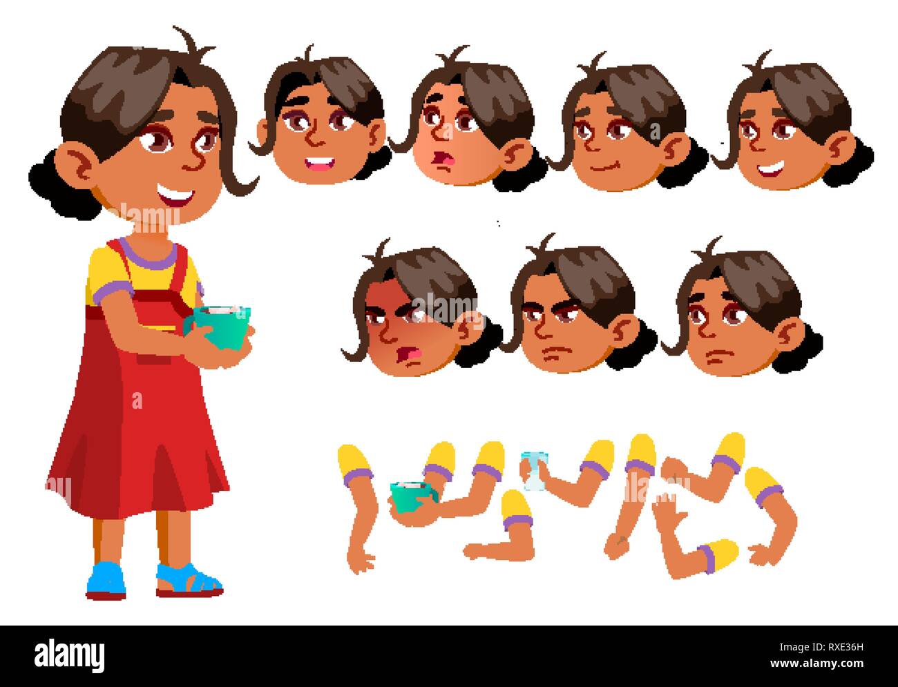 Arab, Muslim Girl, Child, Kid, Teen Vector. Active Cute. Cheer, Pretty ...