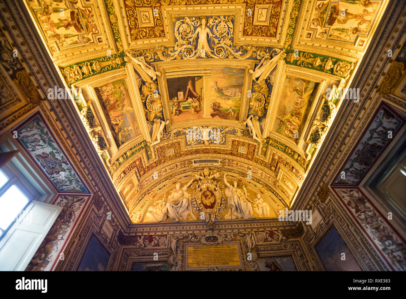 VATICAN, VATICAN CITY - November, 2018: Paintings on the walls and the ...