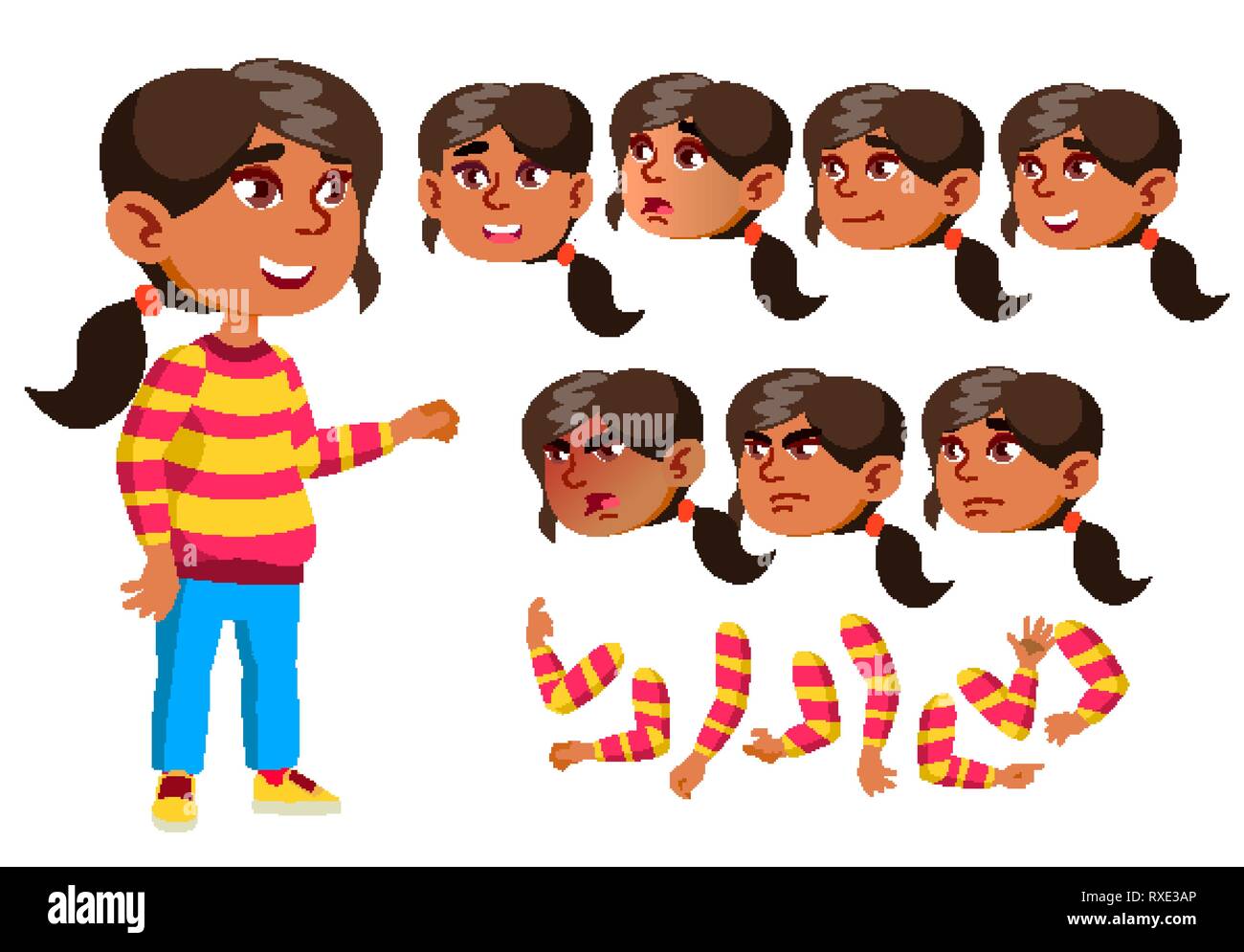 Arab, Muslim Girl, Child, Kid, Teen Vector. Smile. Cute. Happiness ...