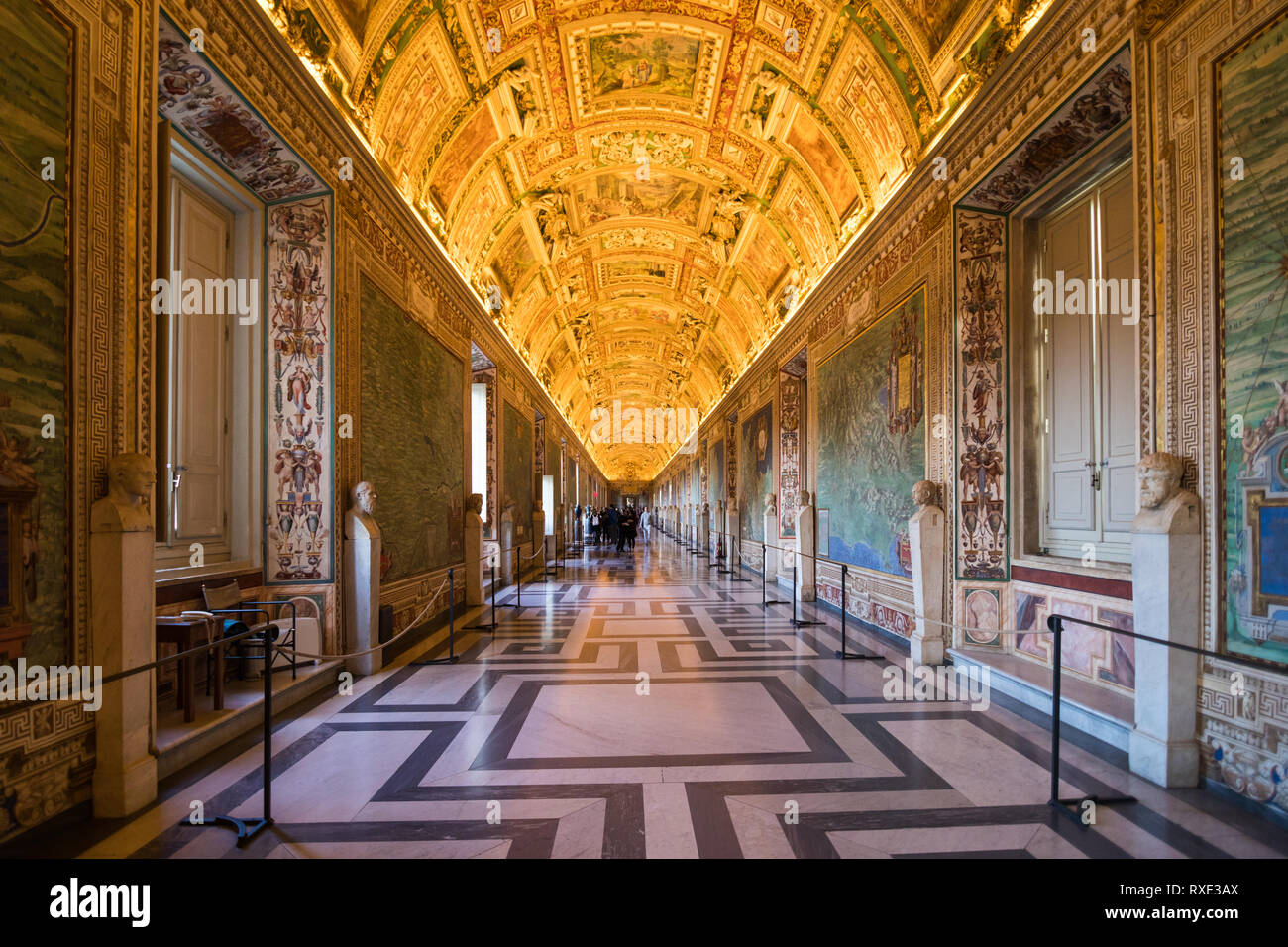 VATICAN, VATICAN CITY - November, 2018: Paintings on the walls and the ...