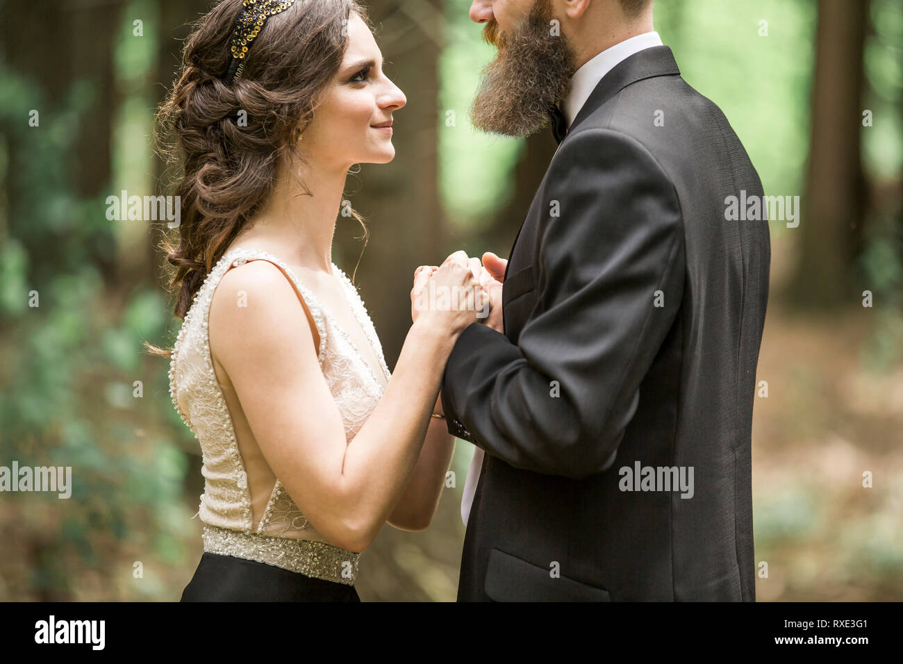 portrait of loving couple on nature background Stock Photo - Alamy