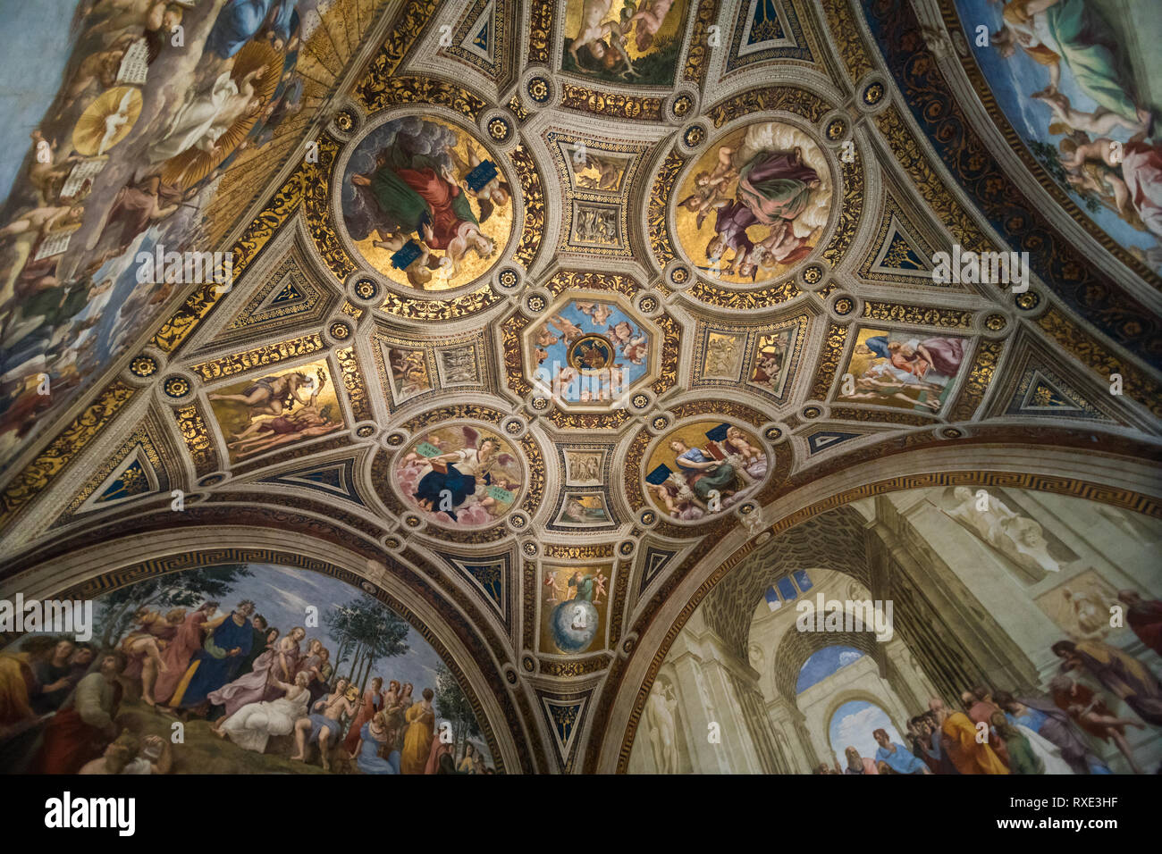 Vatican, Vatican city - November, 2018: Ceiling of the Sistine chapel ...