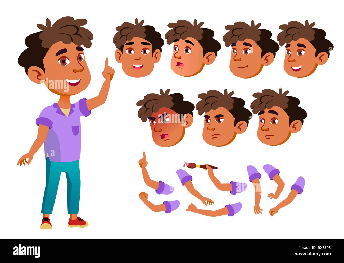 Arab, Muslim Boy, Child, Kid, Teen Vector. Little. Funny. Junior ...