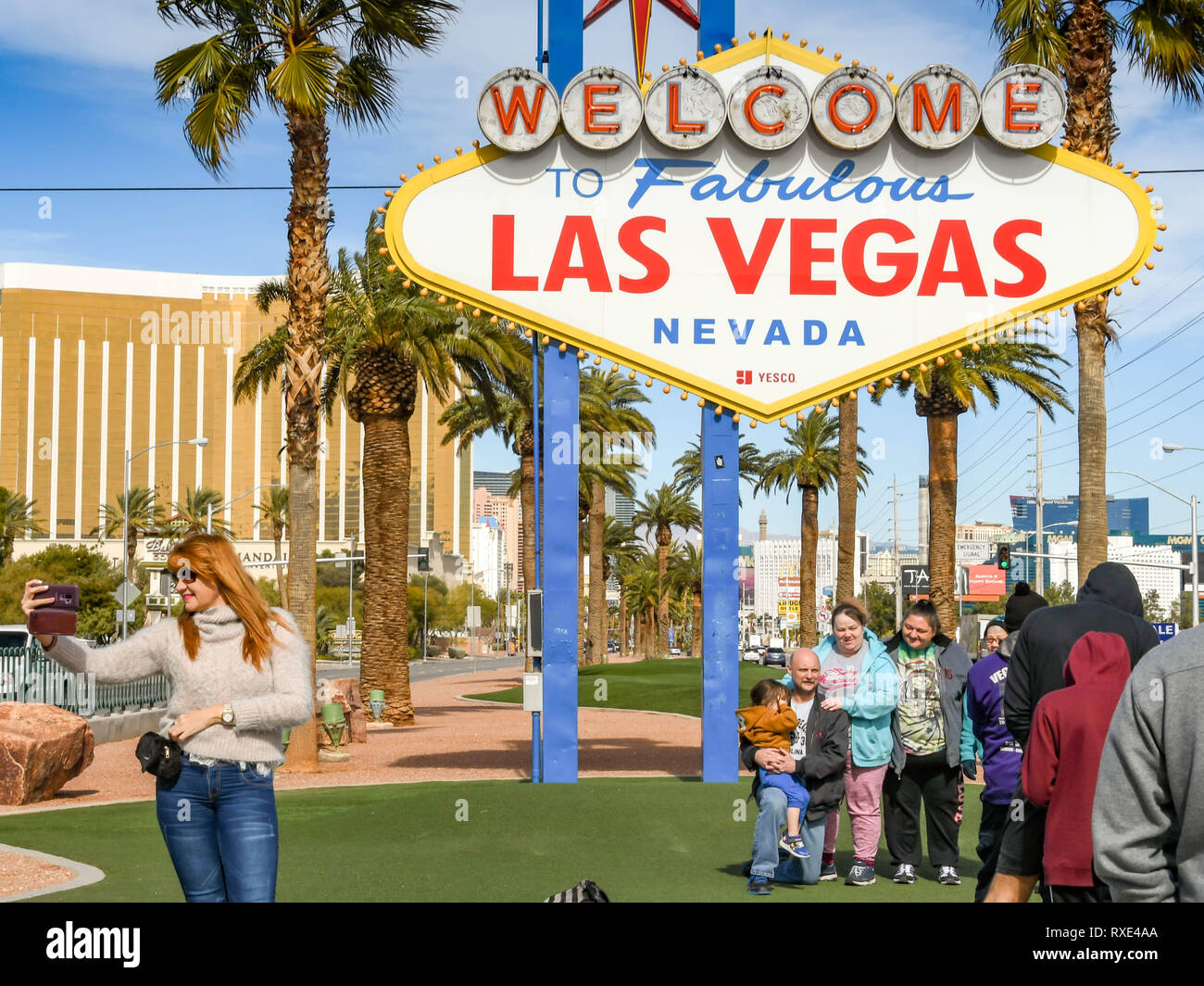 LAS VEGAS, NV, USA - FEBRUARY 2019: People queuing to have their ...