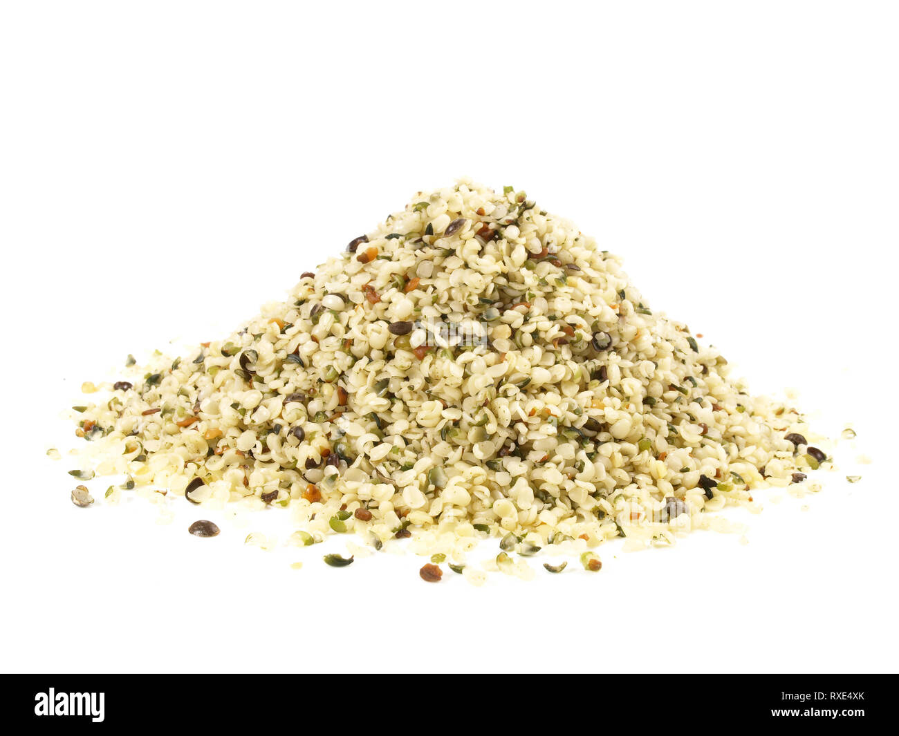 Shelled Hemp Seed on white Background Stock Photo - Alamy