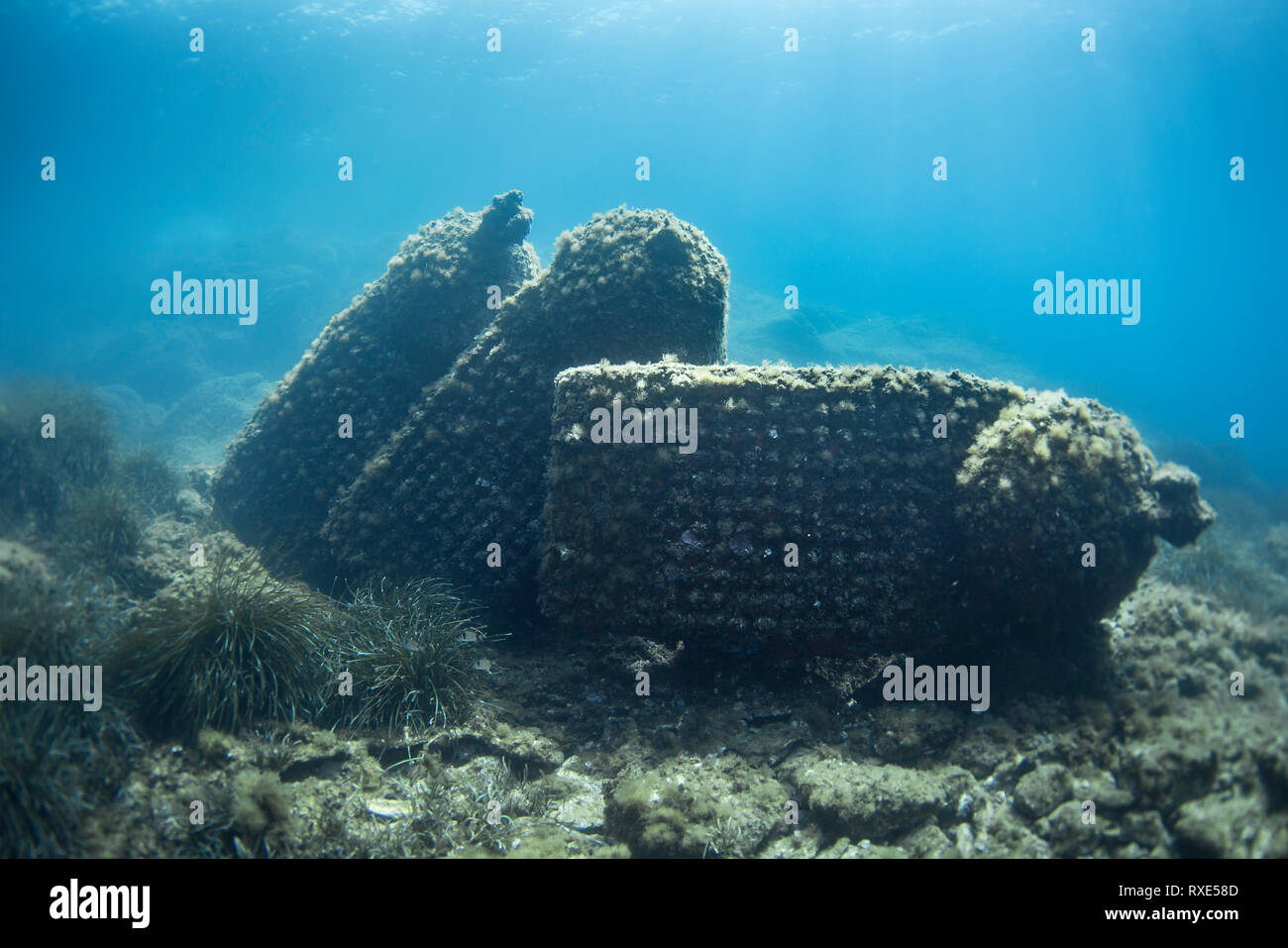Wreck of Saphis, Mediterranean sea. Spahis is an steam ship of 52,80 m ...