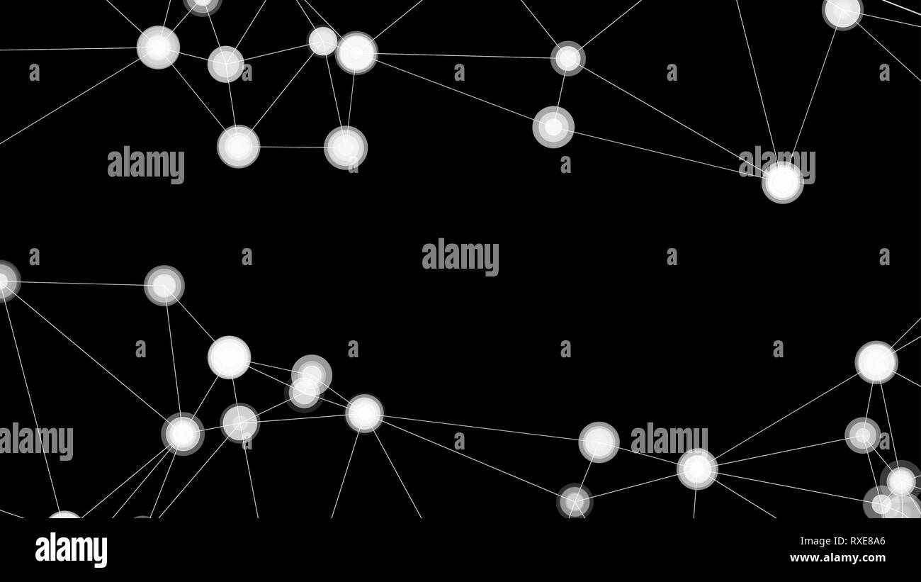 Technology network idea, vector triangles elements and circle dots ...