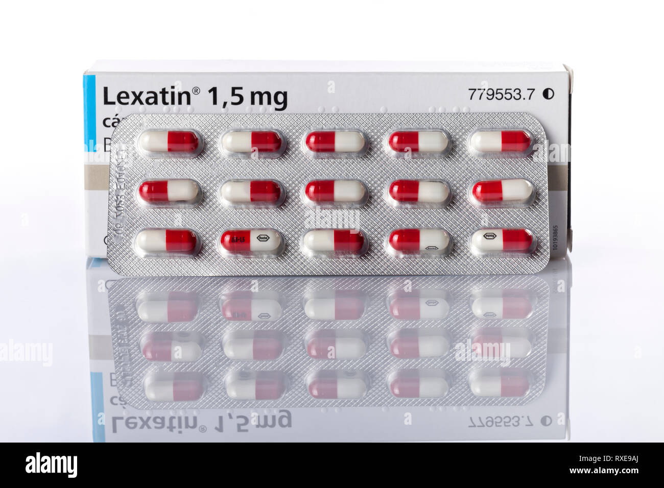 A box of Lexatin isolated on white. Image taken on March 9, 2019 in ...