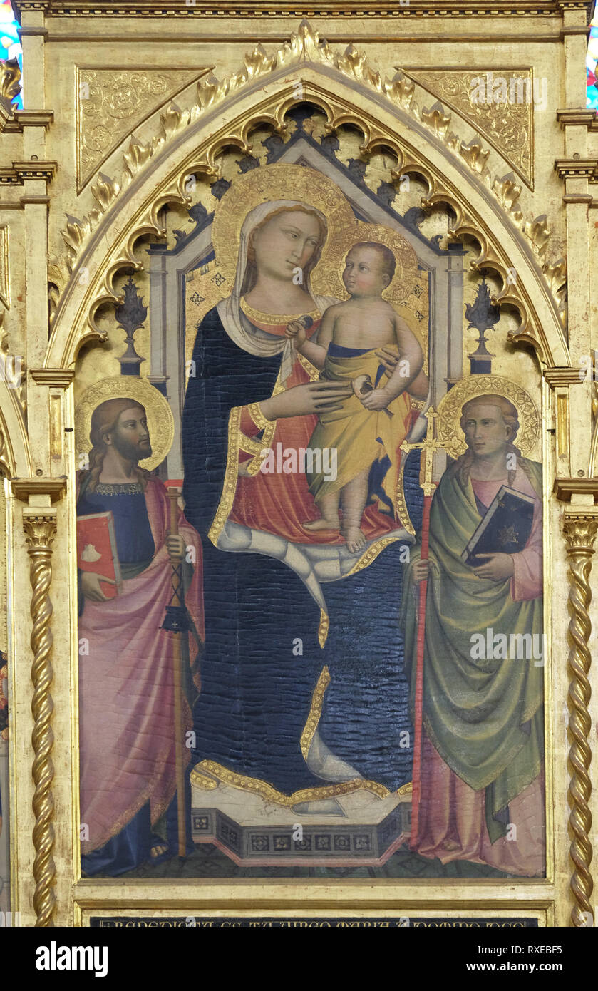 Madonna with the Child by Niccolo Gerini, detail of Polyptych of the high altar in the Basilica ...