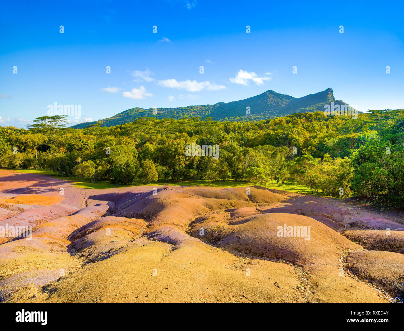 The Seven Coloured Earths in Chamarel, Mauritius island Stock Photo - Alamy