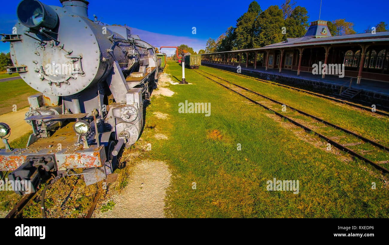 Closer look of the old trains in the railways alongside the old train ...
