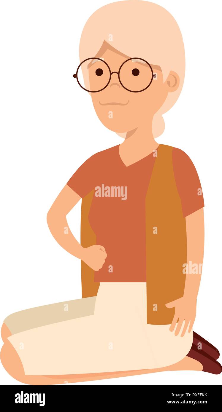 old woman in lotus position character Stock Vector Image & Art - Alamy