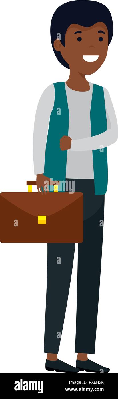 young black man with portfolio character Stock Vector Image & Art - Alamy