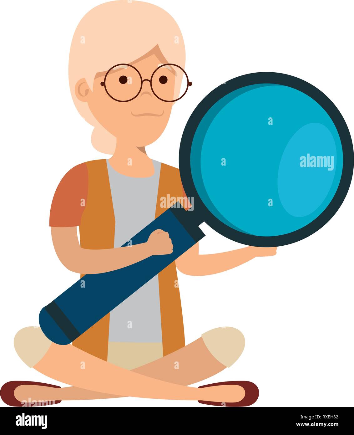 old woman in lotus position character Stock Vector Image & Art - Alamy