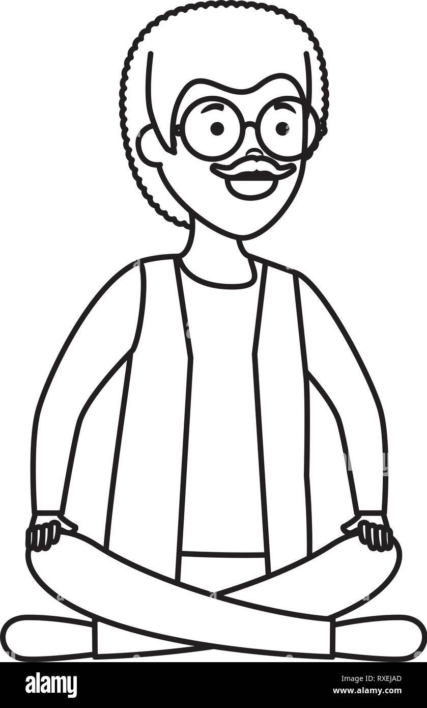 old man with lotus position Stock Vector Image & Art - Alamy