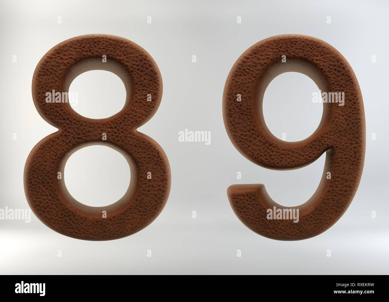 3D Render of Leather Letters & Numbers, isolated on white background ...