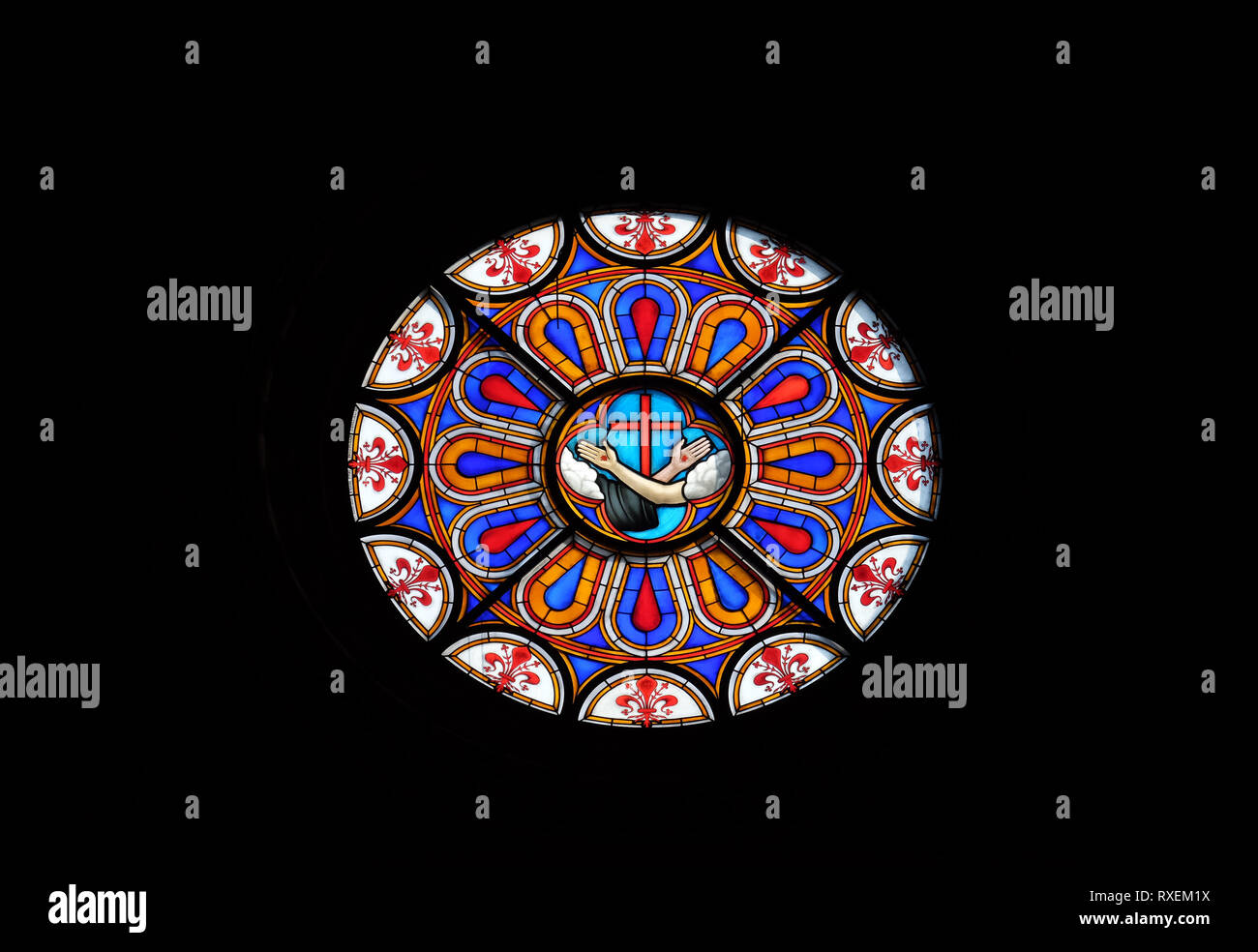 Stigmata of Jesus and Saint Francis, symbol of the Franciscans, stained ...