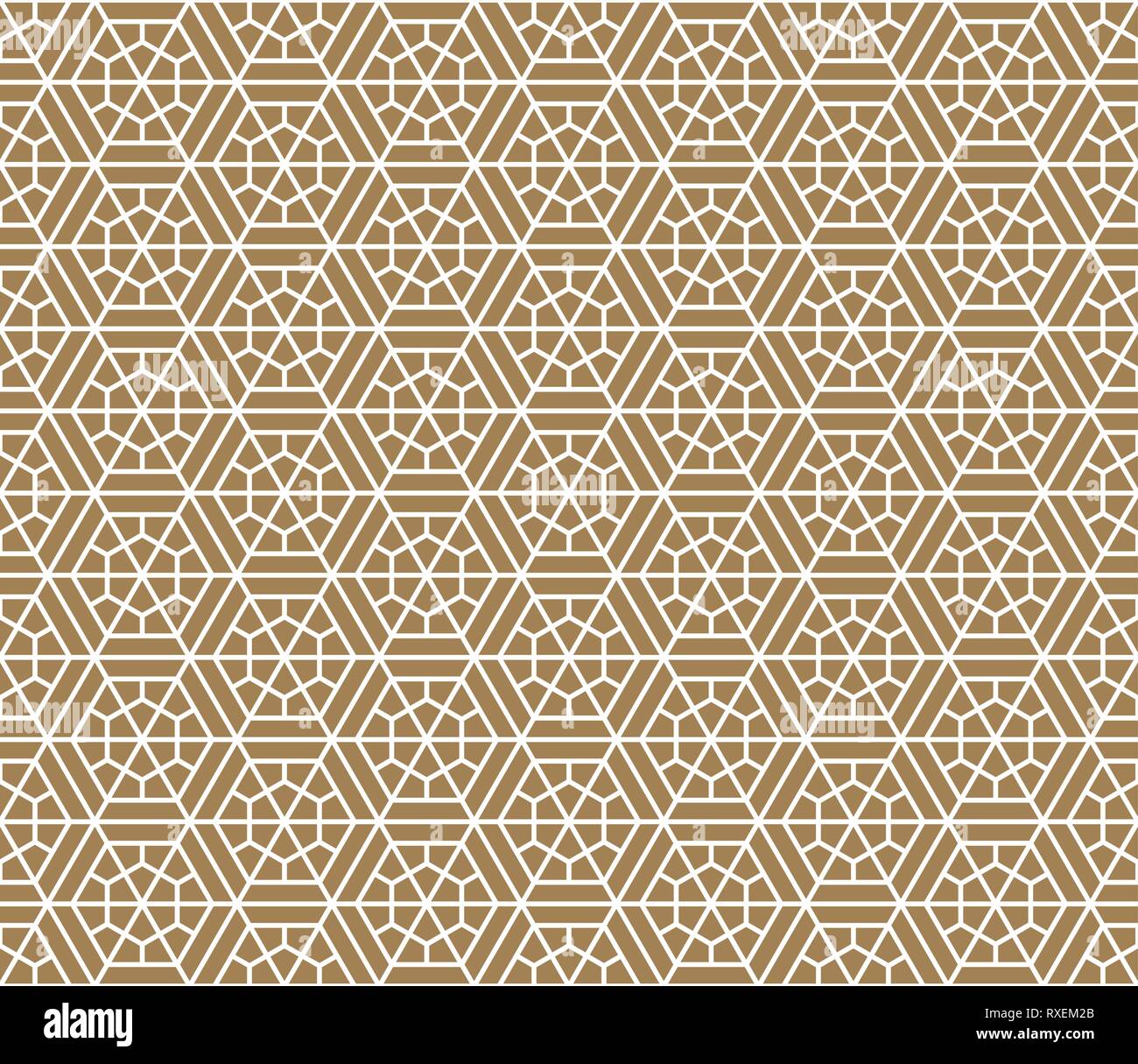 Japanese seamless pattern in style Kumiko.Golden color background and ...