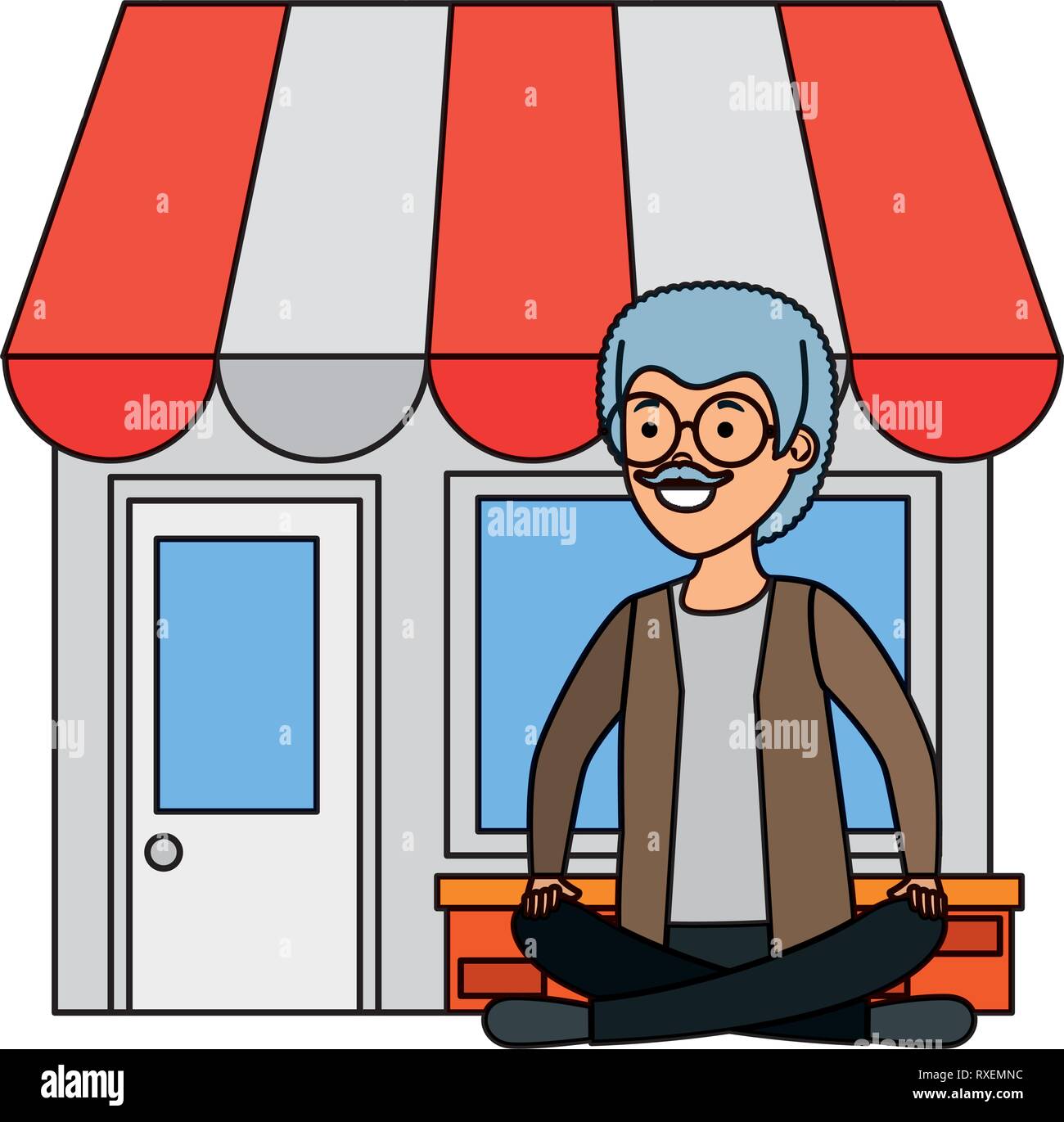 Portrait man in building Stock Vector Images - Alamy