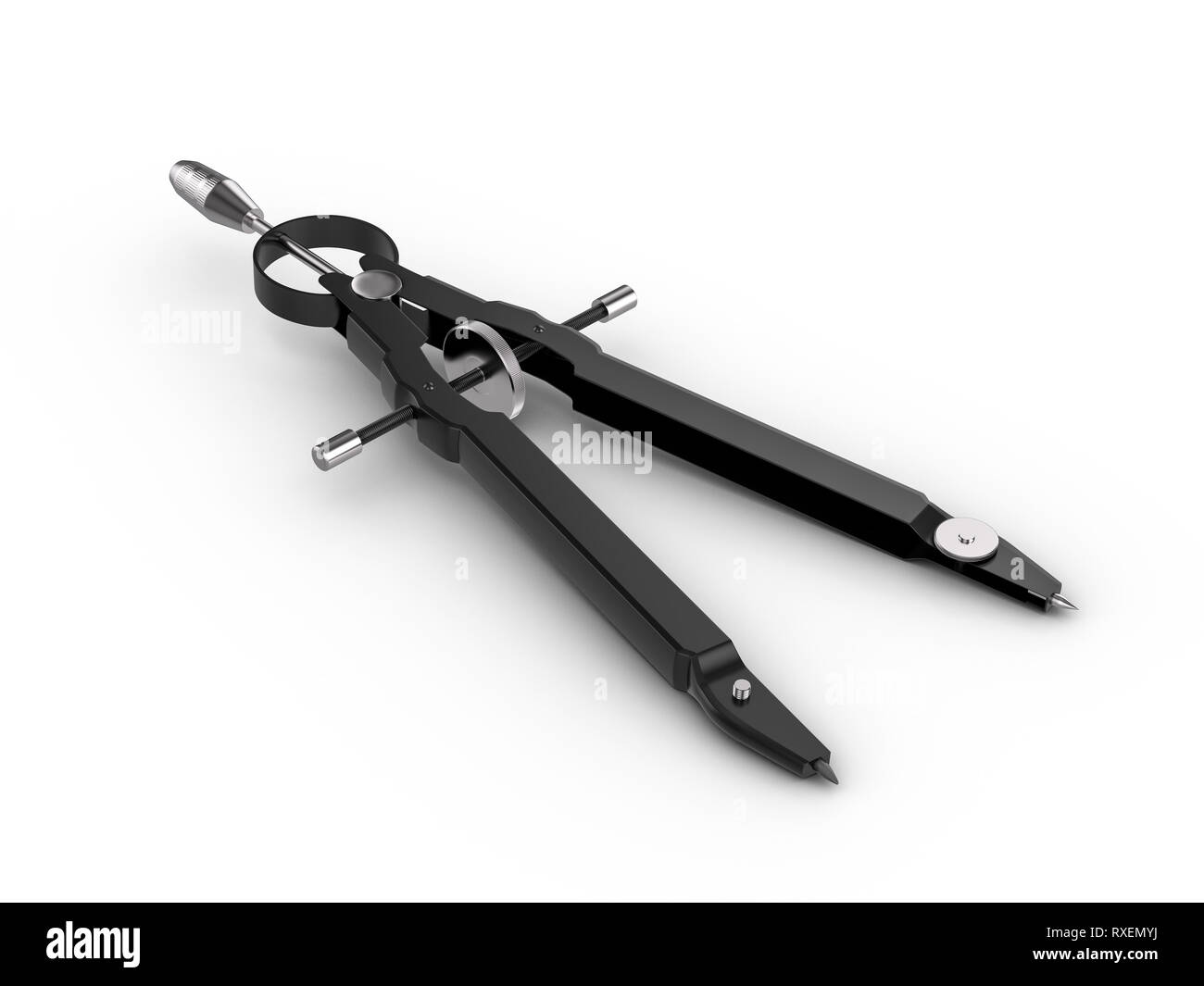 Drawing compass on a white background. 3d illustration Stock Photo - Alamy