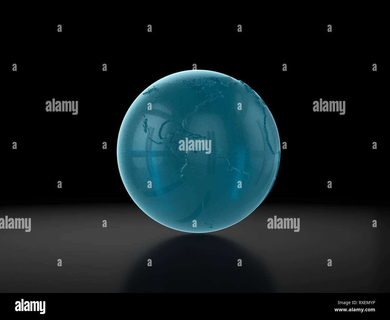Glass world globe on black background. 3d illustration Stock Photo - Alamy