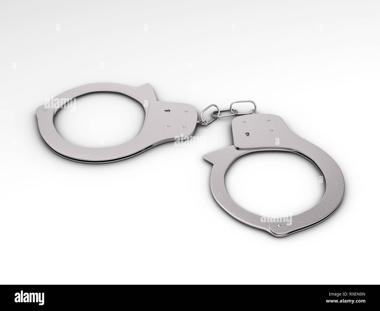 Handcuffs on a white background. 3d illustration Stock Photo - Alamy