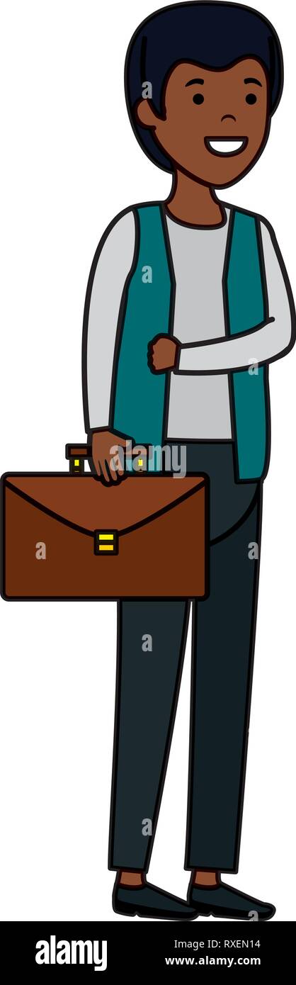 young black man with portfolio character Stock Vector Image & Art - Alamy