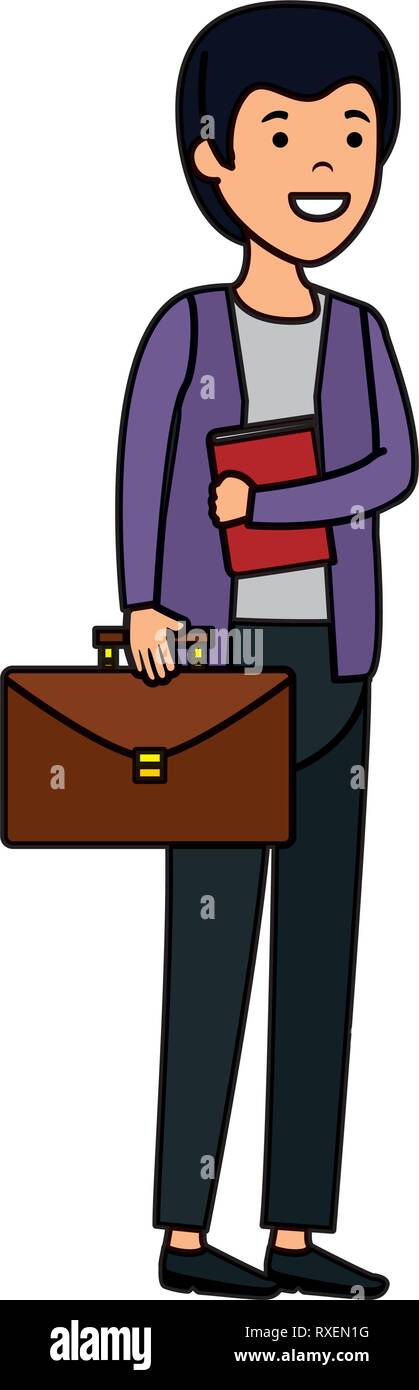 young man with portfolio character Stock Vector Image & Art - Alamy