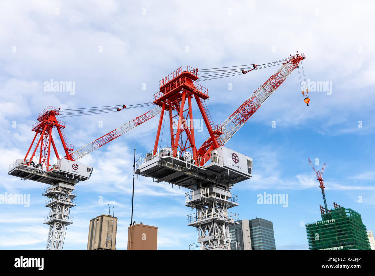 Cranes on a building site in Shibuya, Tokyo, Japan Stock Photo - Alamy