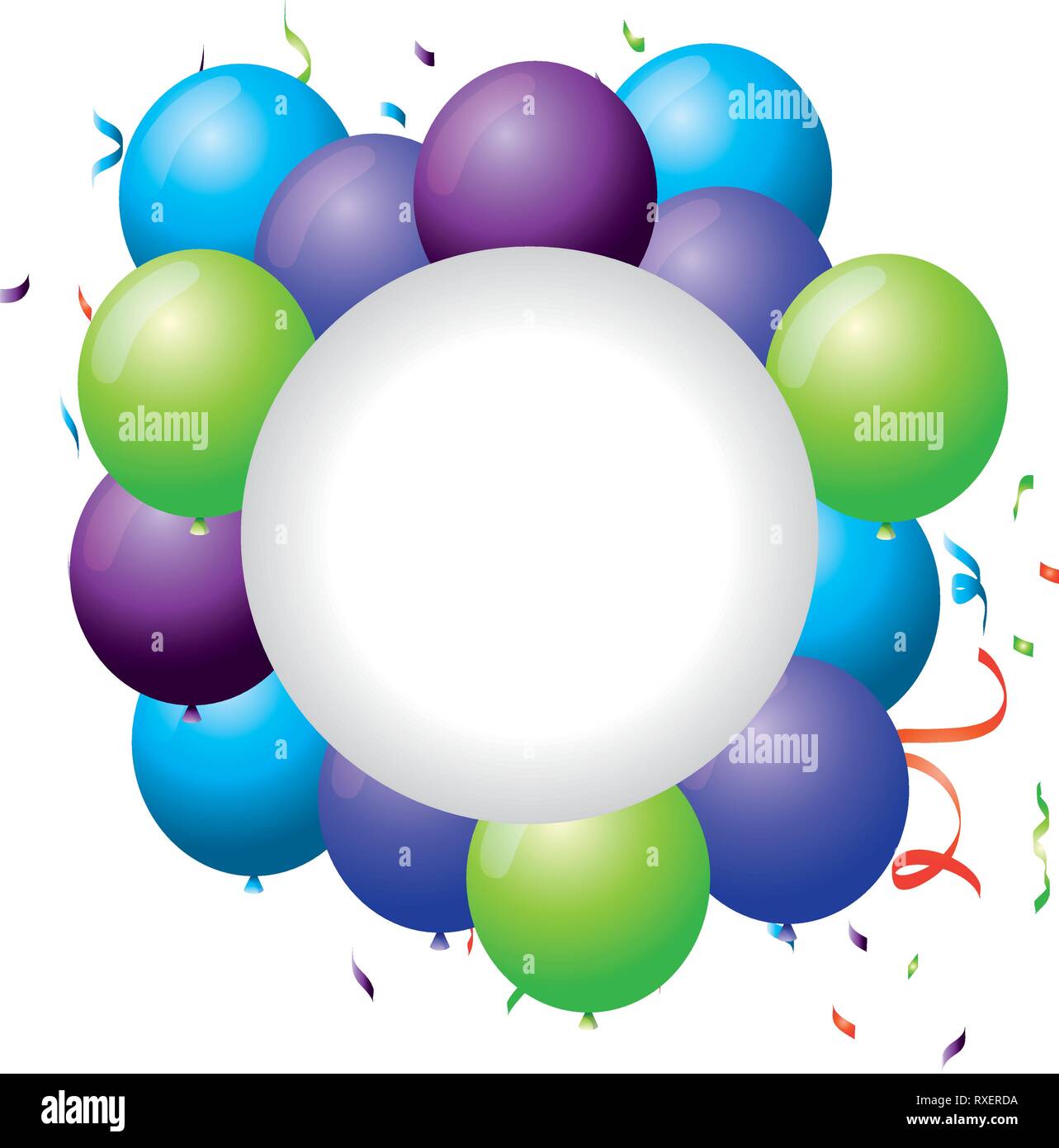circular frame with balloons helium floating Stock Vector Image & Art ...