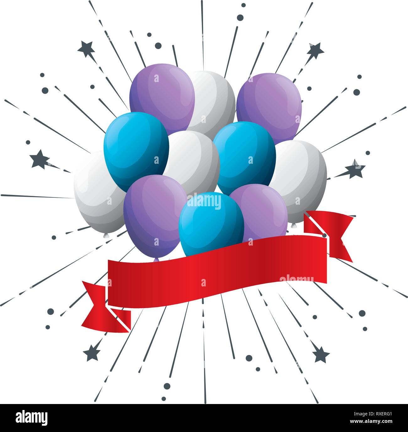 balloons helium floating with ribbon frame Stock Vector Image & Art - Alamy