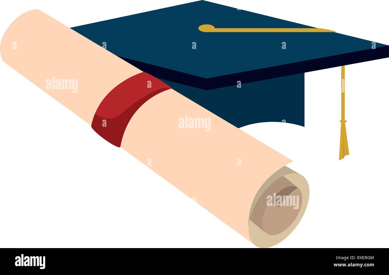 graduation certificate roll and hat Stock Vector Image & Art - Alamy