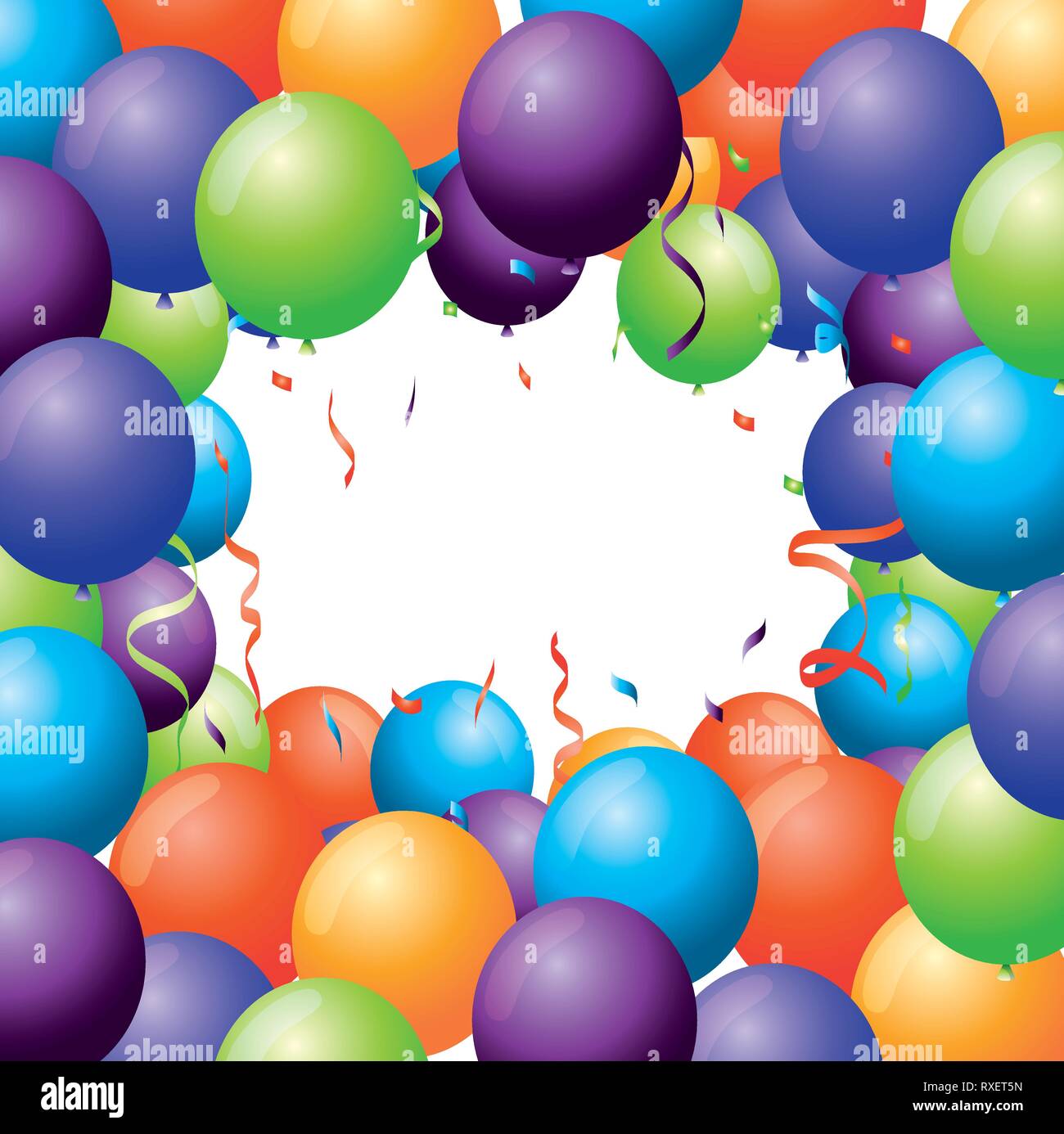 balloons helium floating with confetti frame Stock Vector Image & Art ...