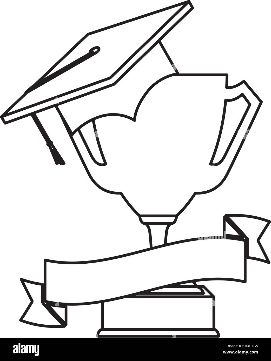 hat graduation with trophy cup Stock Vector Image & Art - Alamy