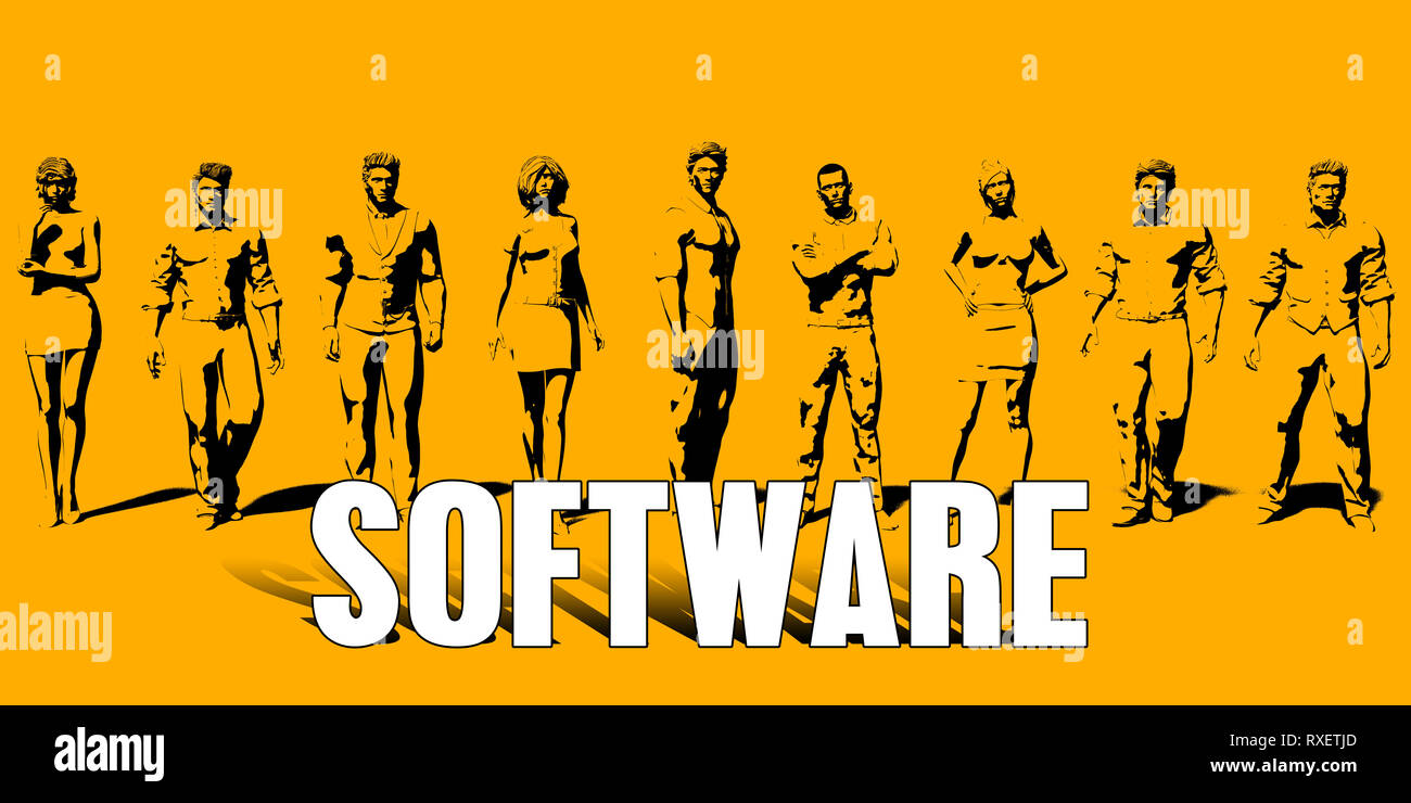 Software Concept With Business Professionals Standing in a Row Stock ...