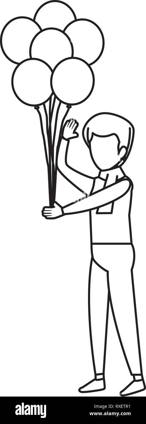 young man with balloons helium floating Stock Vector Image & Art - Alamy