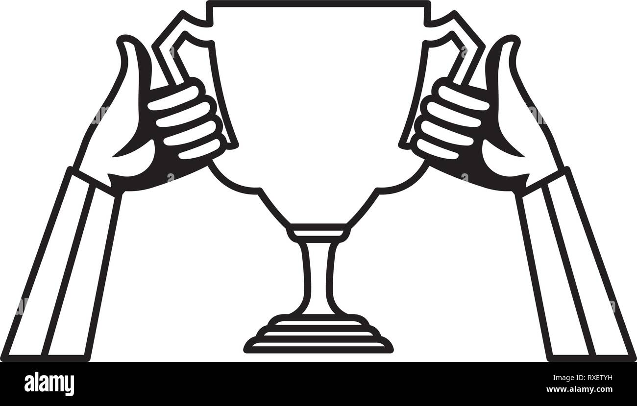 hands lifting trophy cup award Stock Vector Image & Art - Alamy
