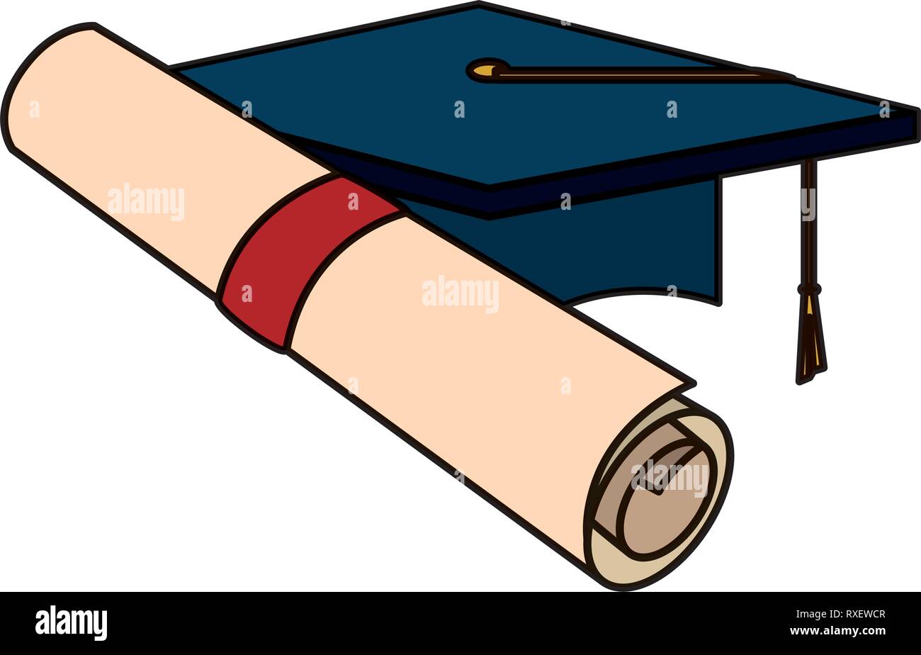 graduation certificate roll and hat Stock Vector Image & Art - Alamy