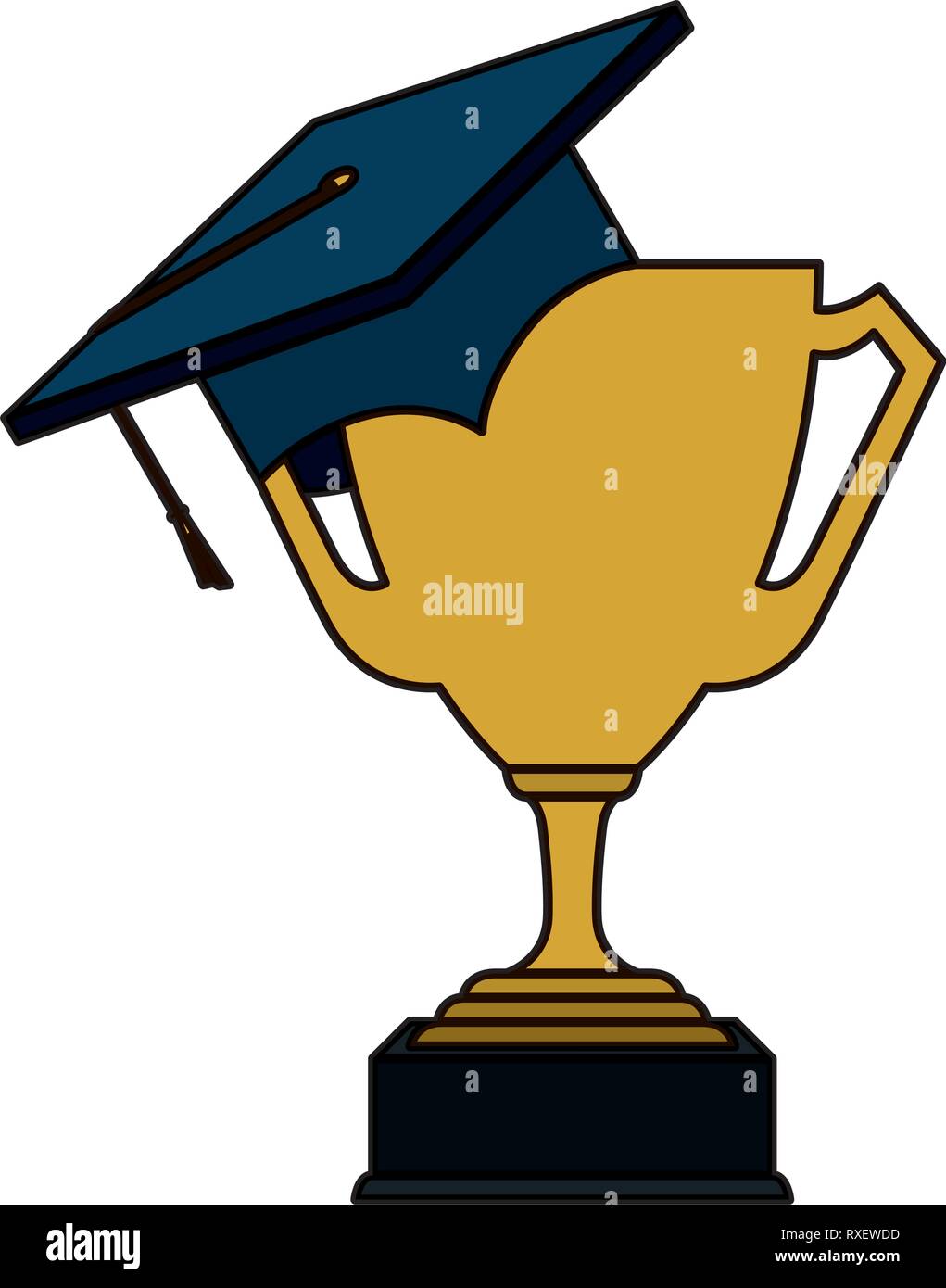 hat graduation with trophy cup Stock Vector Image & Art - Alamy