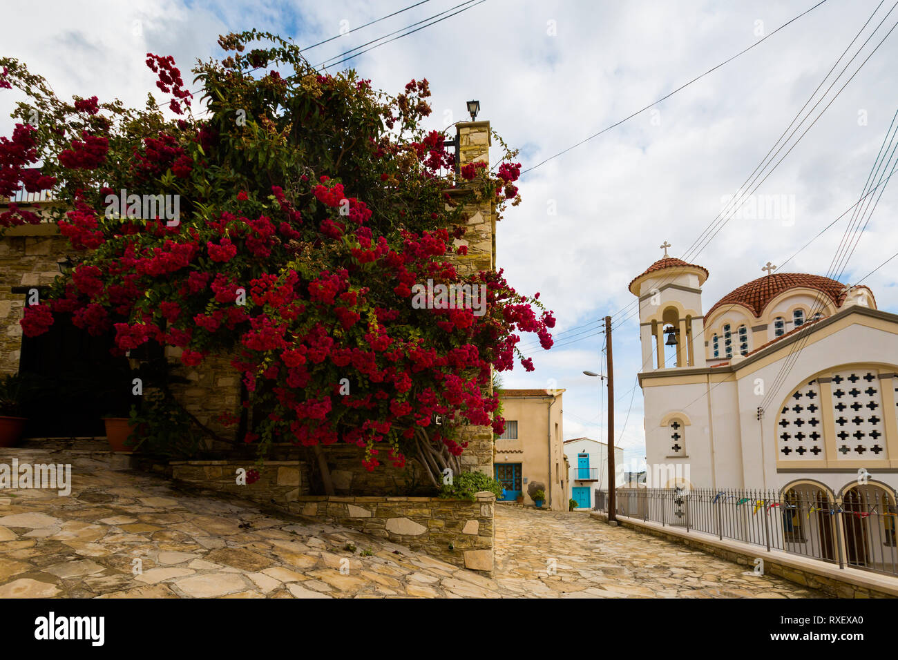 Beautiful architecture of mountain village Skarinu. Cityscape taken on ...
