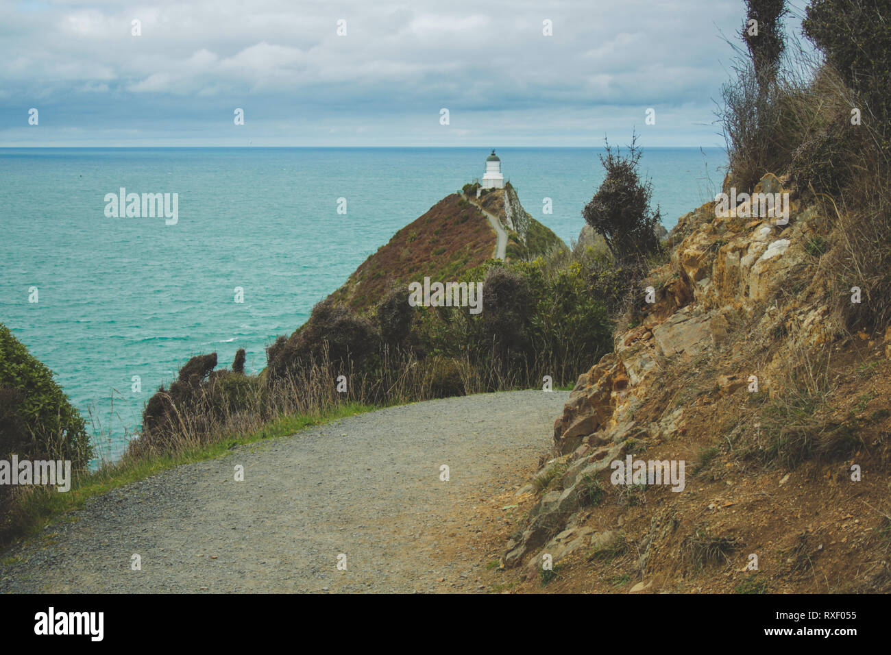 Nugget Point Lighthouse viewpoint in Otago, South Island, New Zealand ...