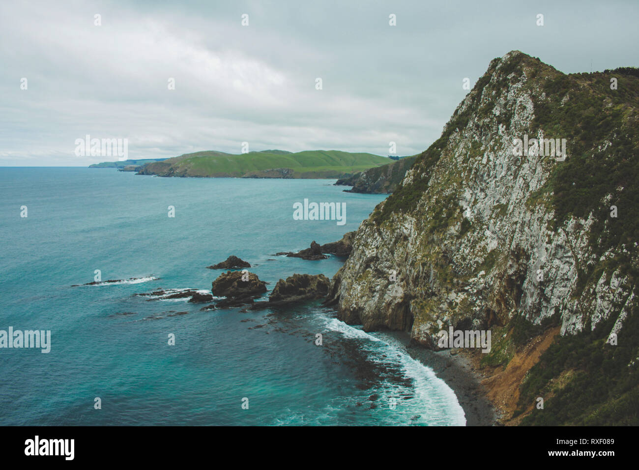 Nugget Point viewpoint in Otago, South Island, New Zealand Stock Photo ...