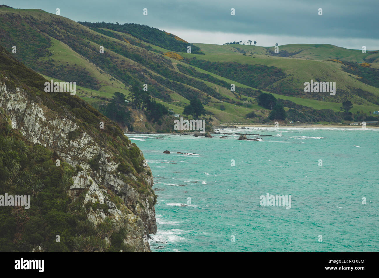 Nugget Point viewpoint in Otago, South Island, New Zealand Stock Photo ...