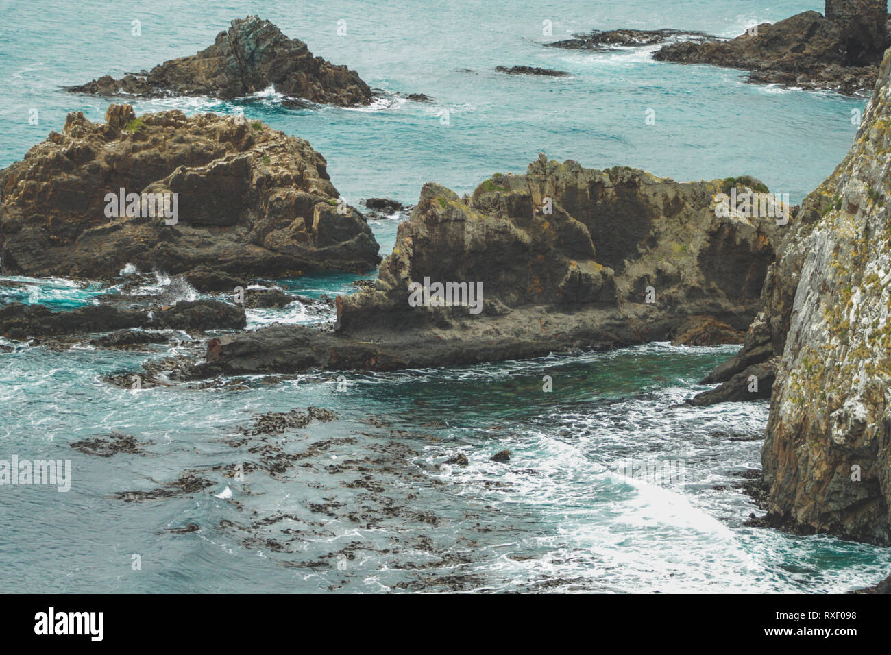Nugget Point viewpoint in Otago, South Island, New Zealand Stock Photo ...